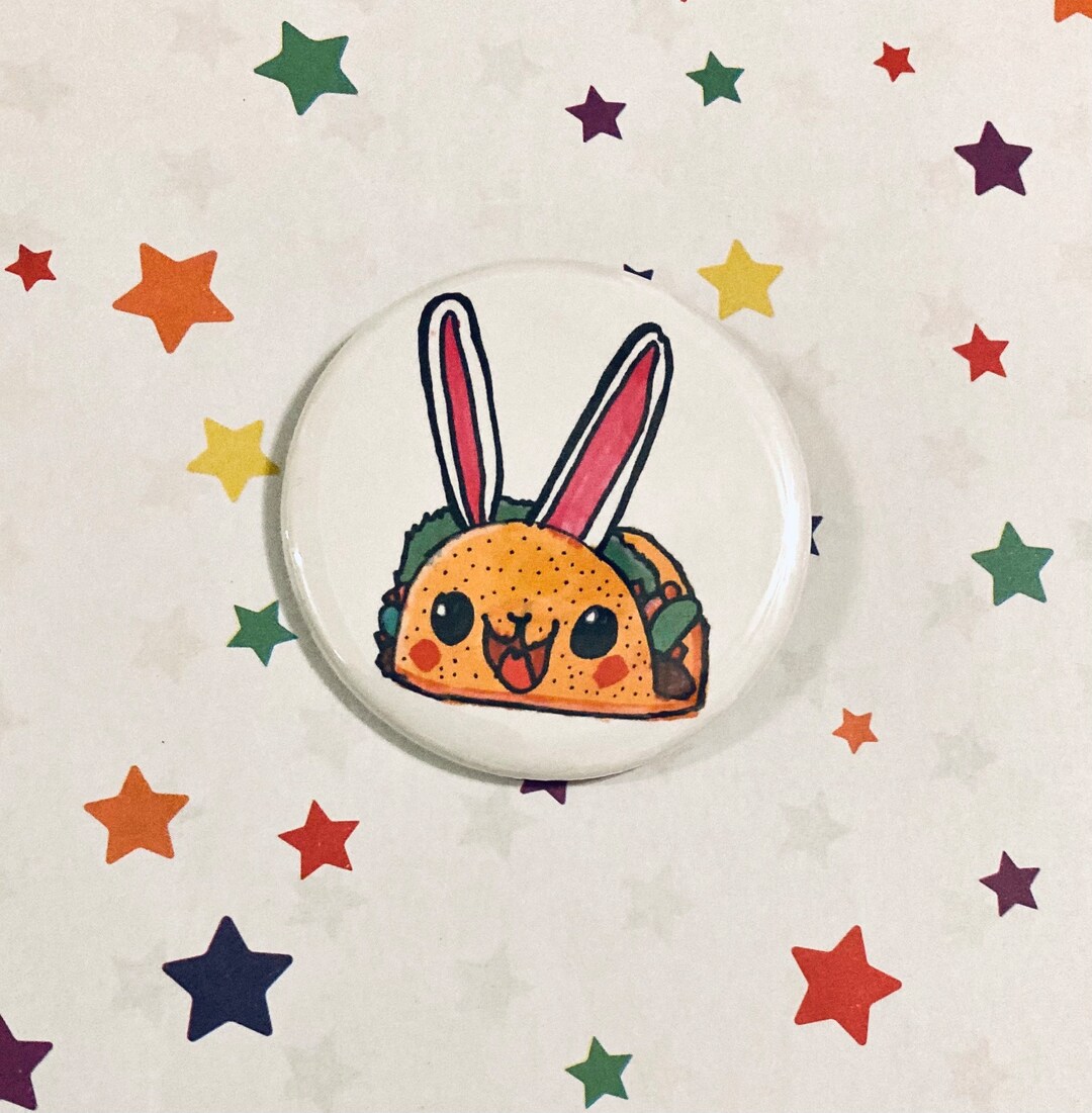 EASTER BUNNY TACO Art Button Badge︱art Pinback Button for Taco Fans of ...