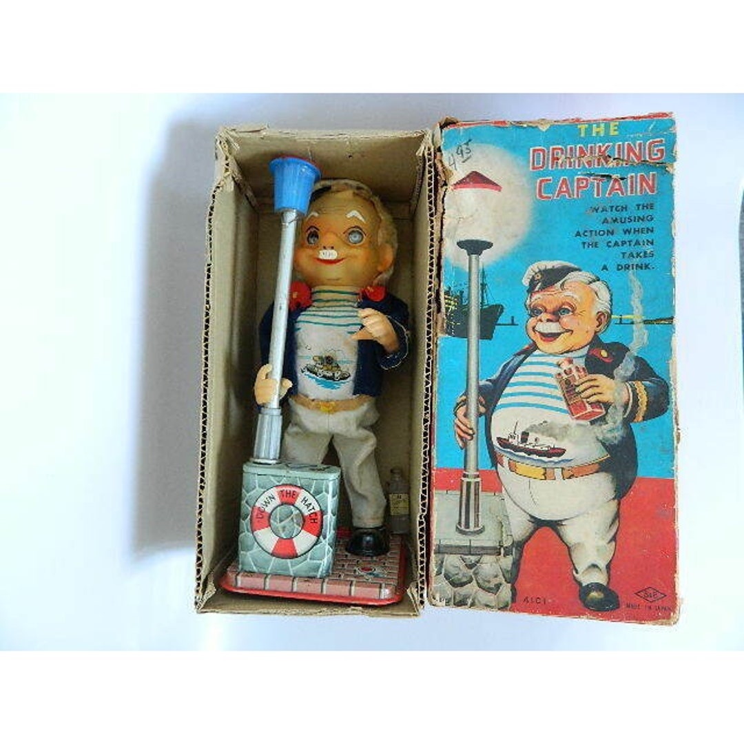 Vintage Tin the Drinking Captain S&E Smoking Battery Operated – Working ...