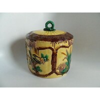 Scarce Antique Wannopee Lettuce Leaf Majolica Pitcher and Bowl (C. 1901 ...