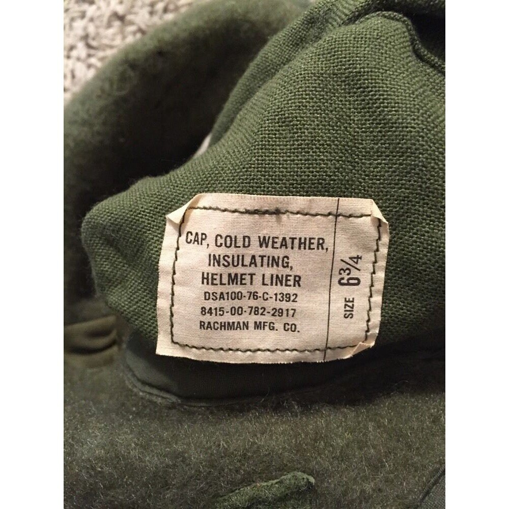 Lot of 2 Vietnam Era Us Army Cold Weather Cap Insulating Helmet Liner ...