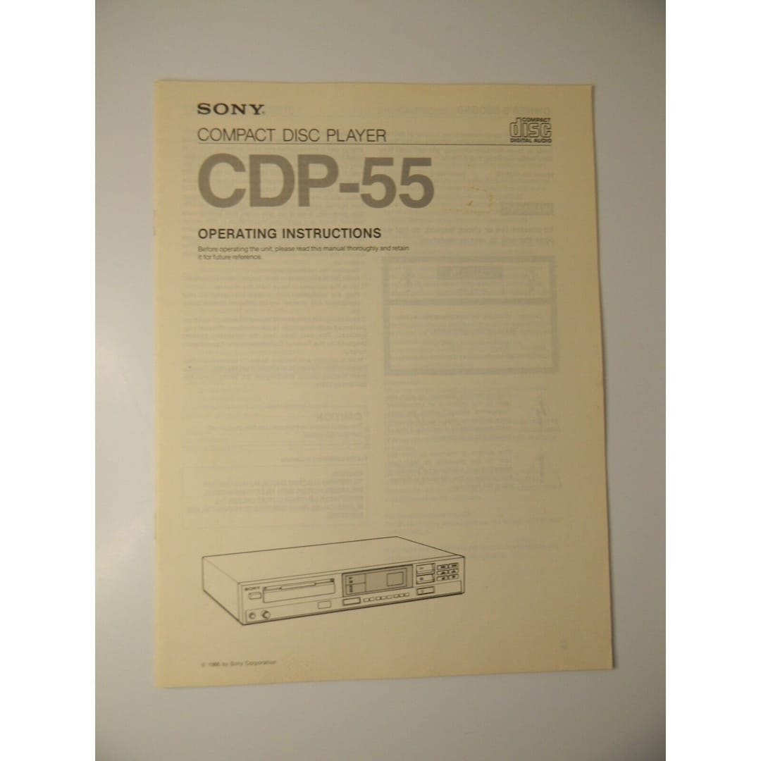 1986 Sony CDP-55 Compact Disk Player Operating Instructions - Etsy