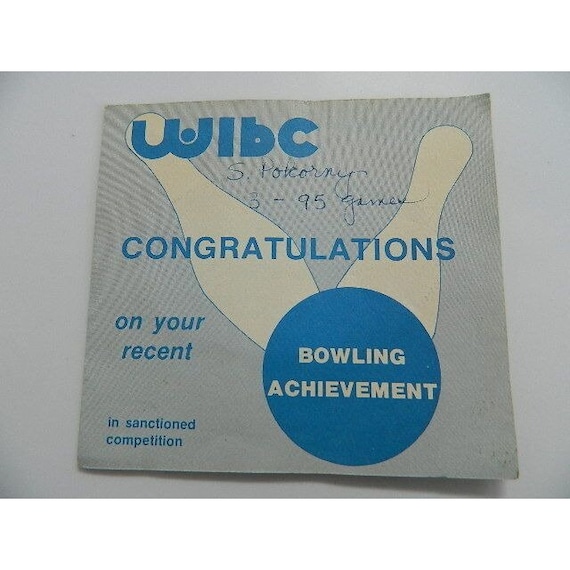WIBC 1979 Bowling Achievement Card and Patch - Gem