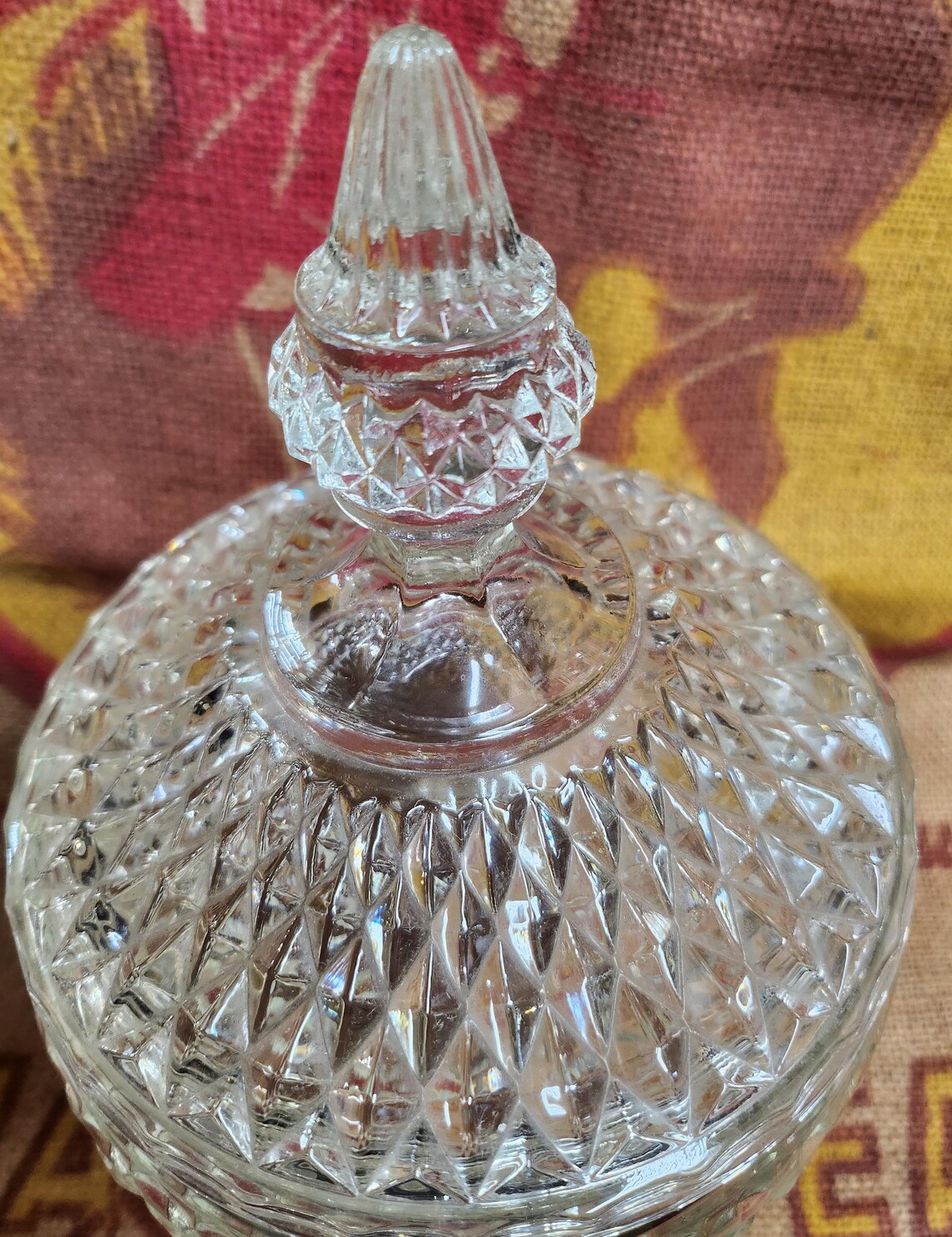 Vintage Indiana Glass Diamond Point Crystal Candy Dish - Etsy