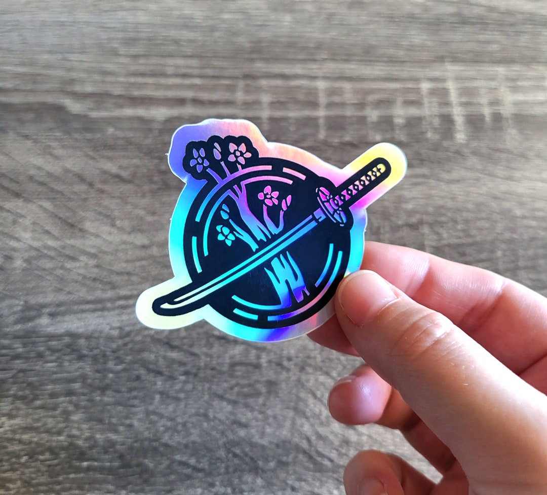 Holographic Katana Sticker—die-cut Foil Sticker—fantasy Samurai Sticker ...
