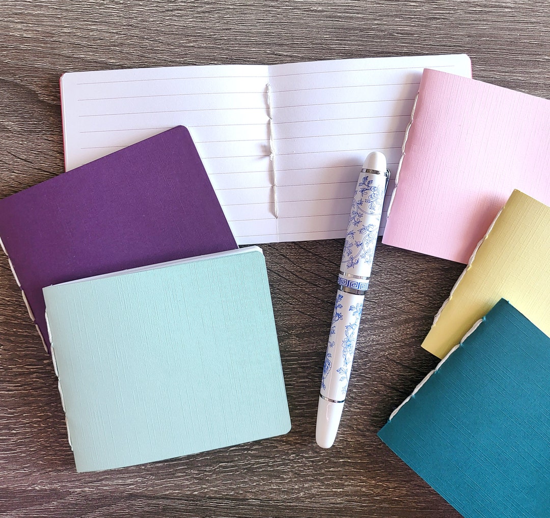 Handmade Mini Notebook Set of 6—colorful Linen Booklets—hand-sewn ...