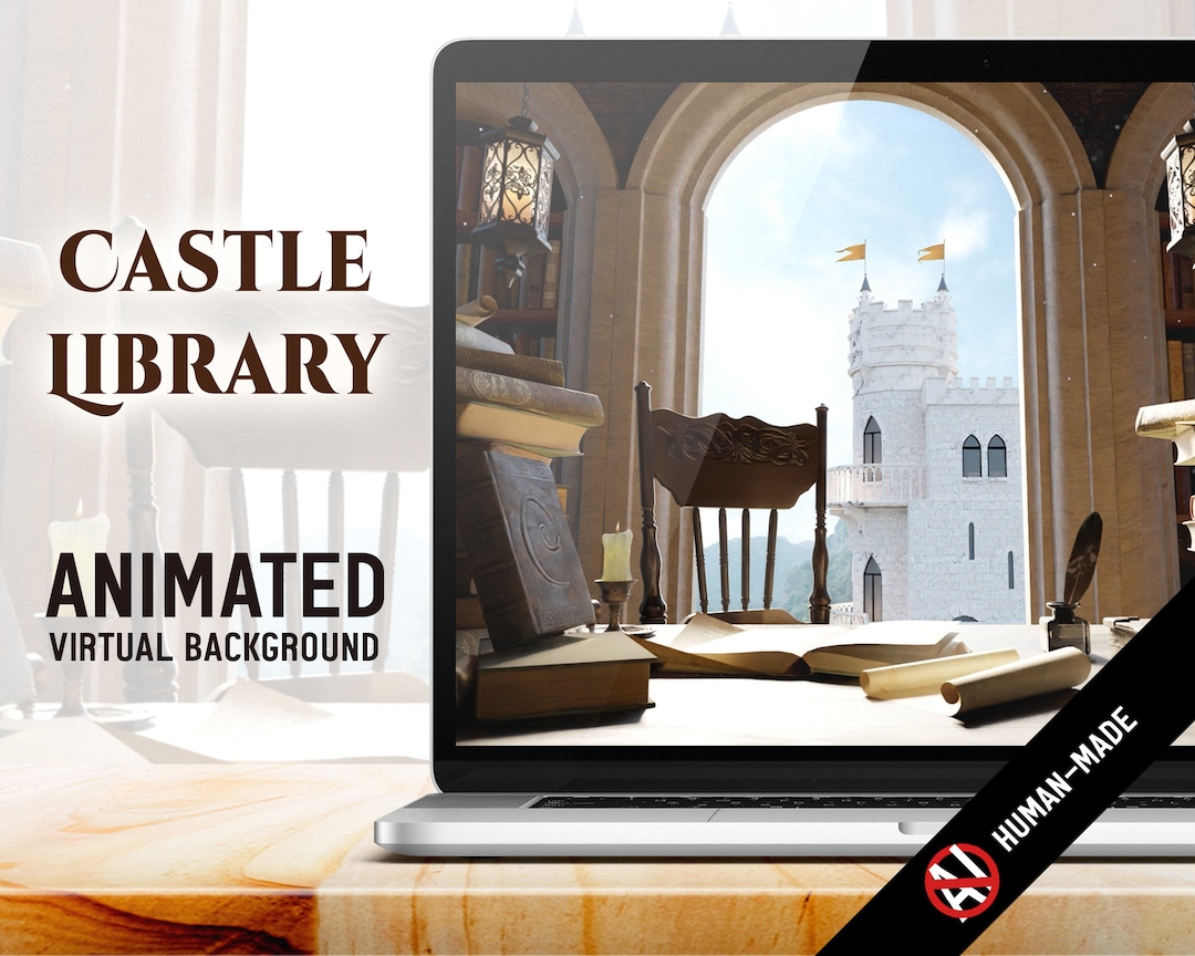 Animated HD Virtual Background | Castle Library - Fantasy Looped ...