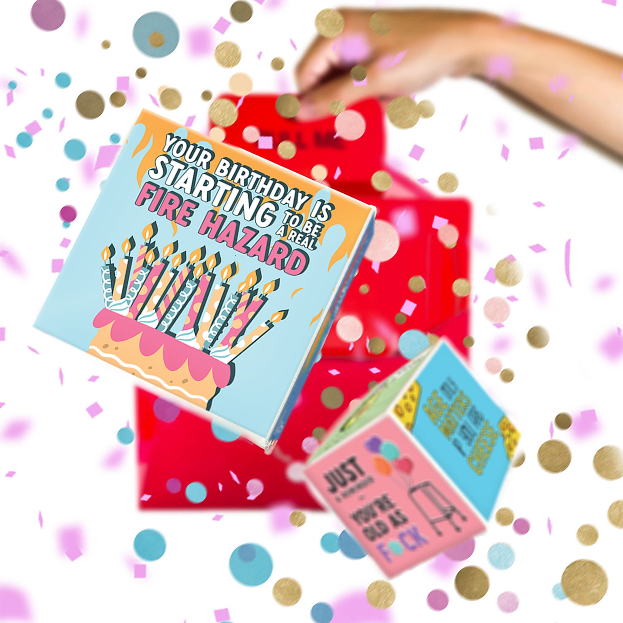 Surprise Confetti Card Funny Exploding Birthday Card Birthday Card Pop ...