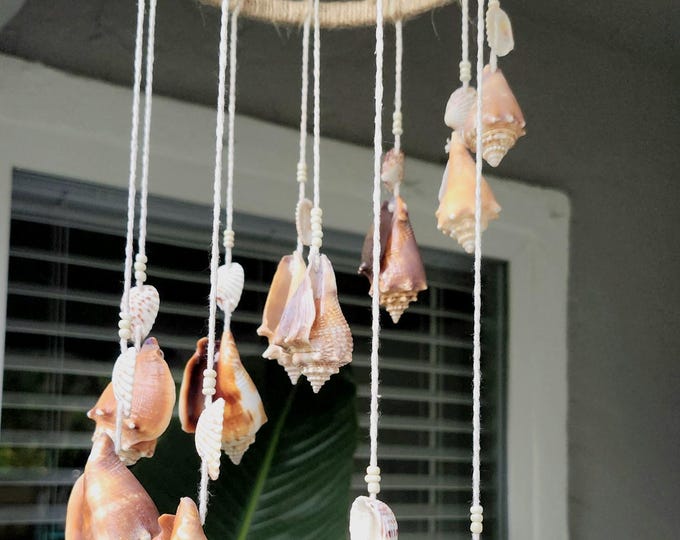 Conch Shell Windchime Beachy Coastal Decor Outdoor Chime Mobile Florida ...