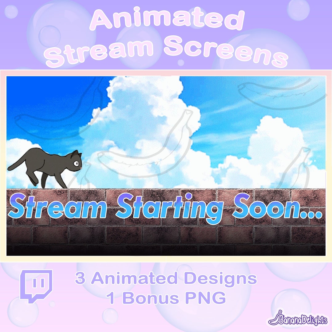 4 Pack Twitch Animated Stream Screens / Running Black Cat / Anime ...