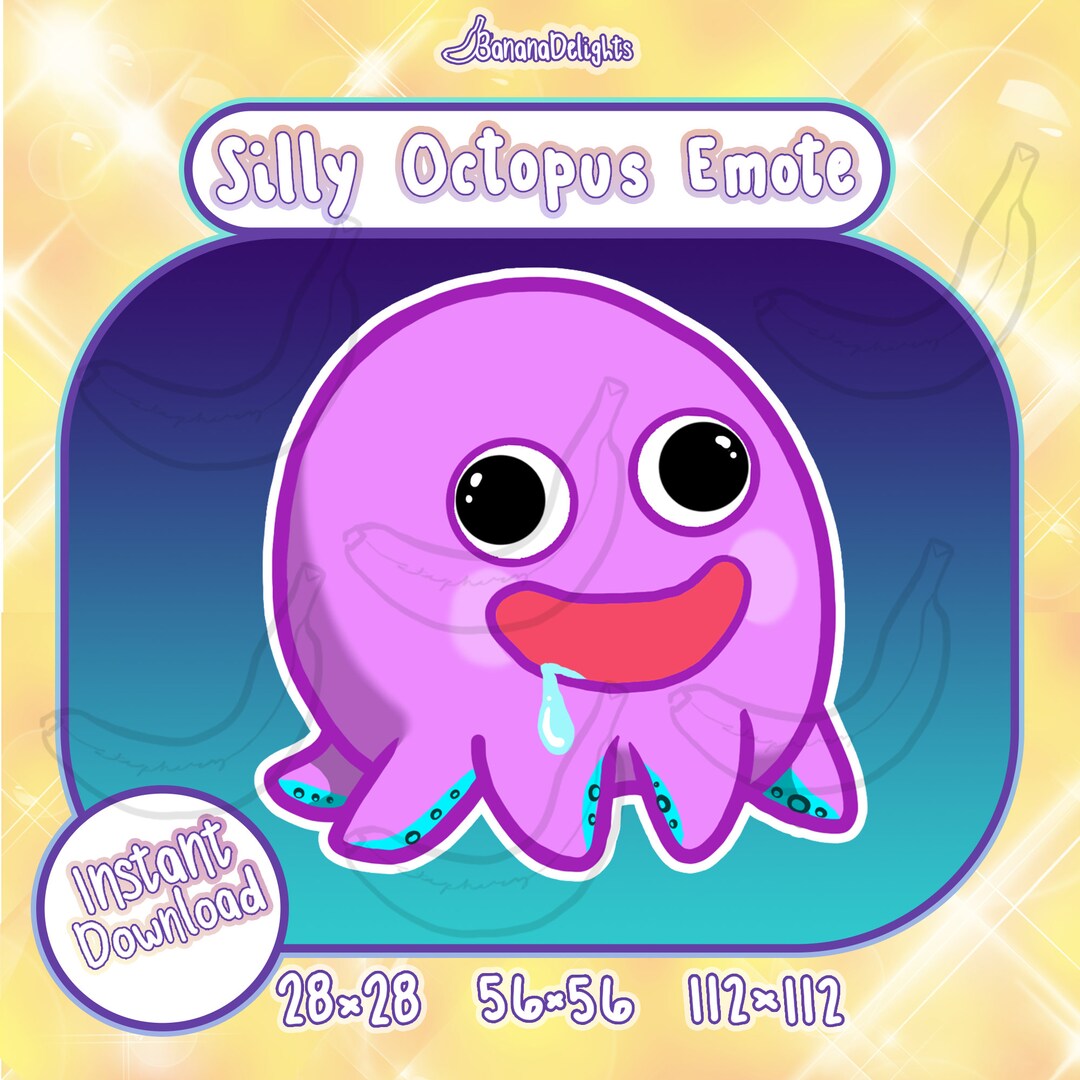 Silly Octopus Emote / Twitch Channel Points Badge / Cute Purple Octopus ...