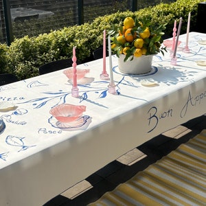 Mediterranean Tablecloth | 100% Linen Hand-painted | Wedding | Birthday ...