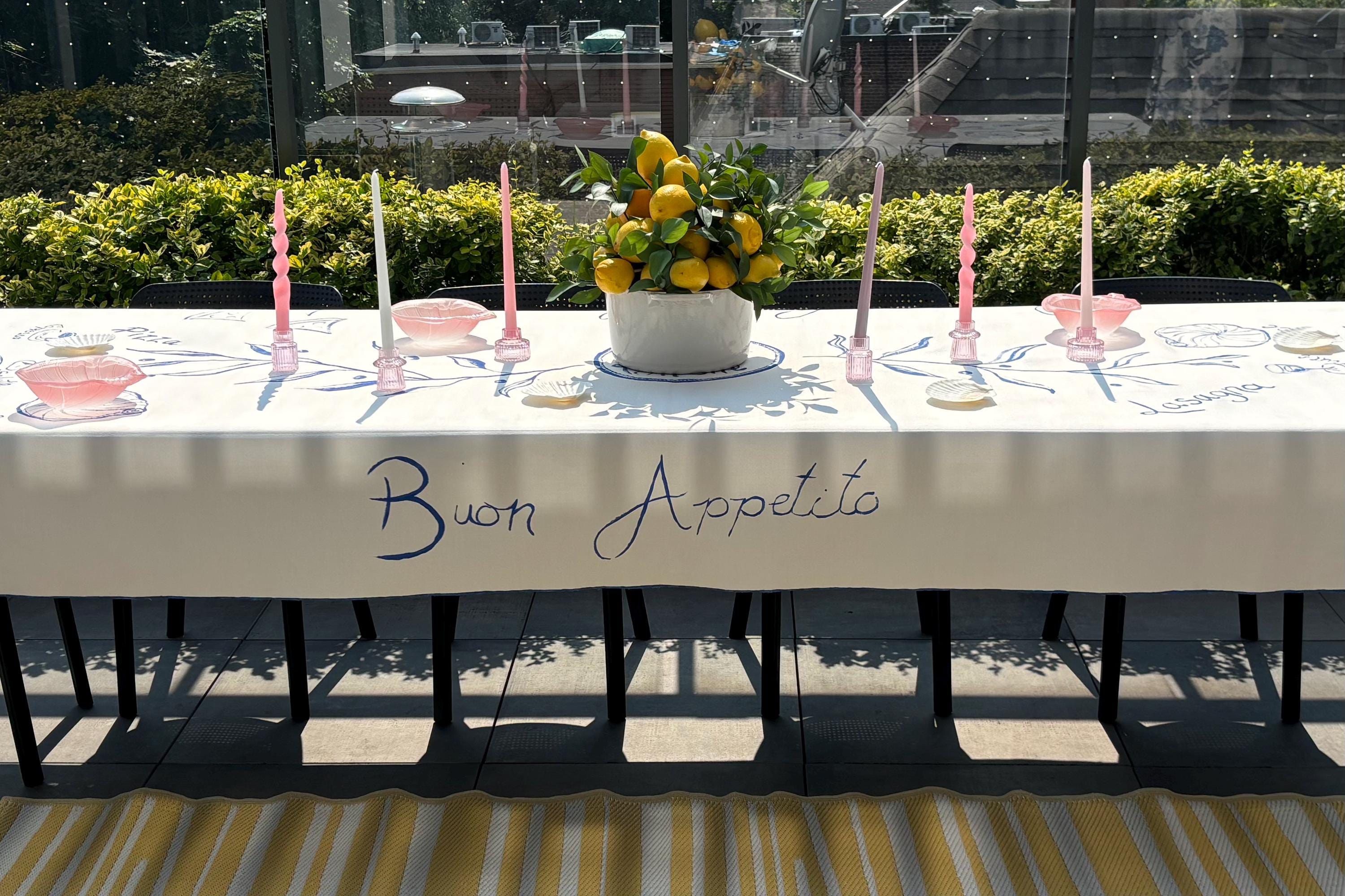 Mediterranean Tablecloth | 100% Linen Hand-painted | Wedding | Birthday ...