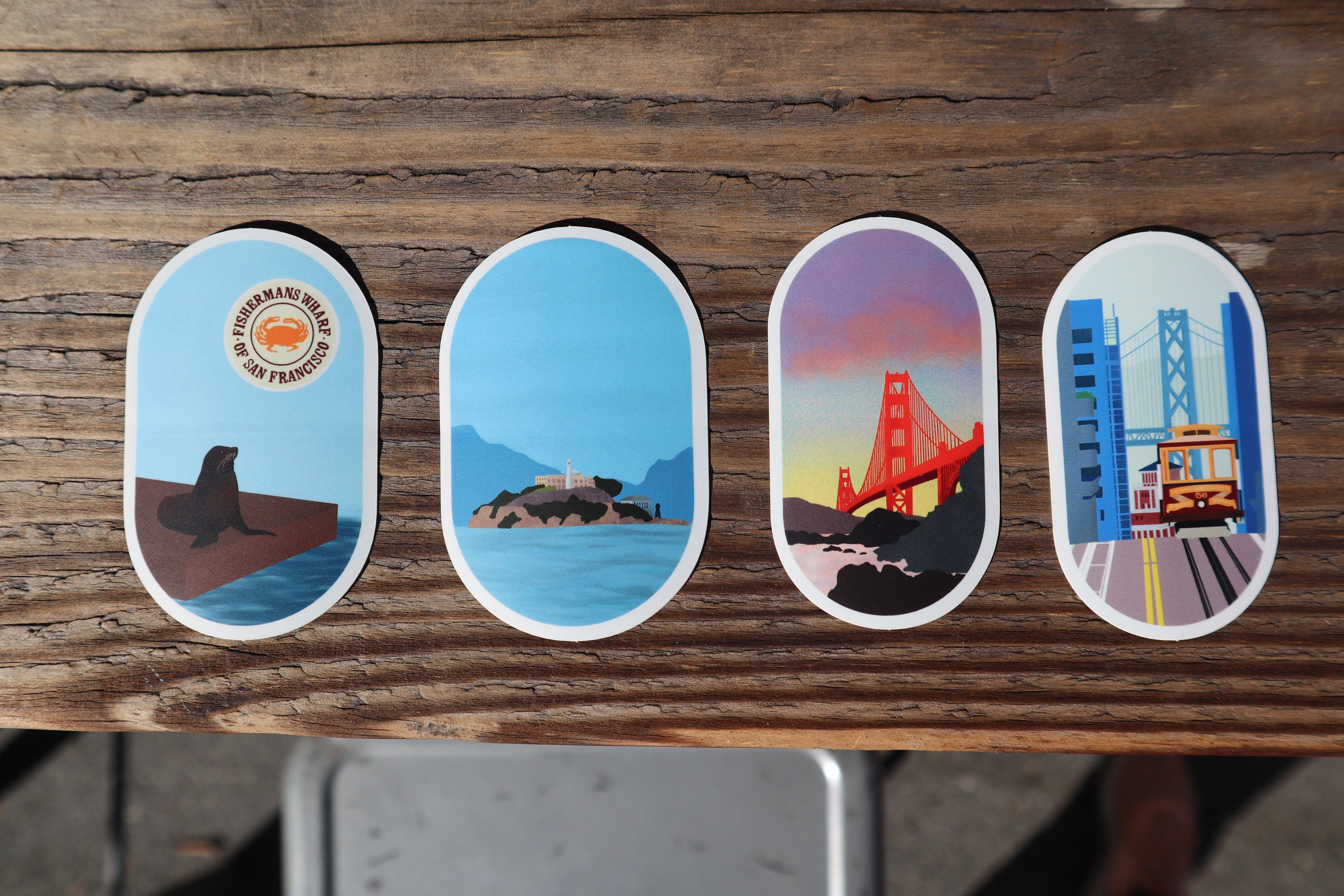 San Francisco Landmarks Stickers | Golden Gate Bridge | Cable Car ...
