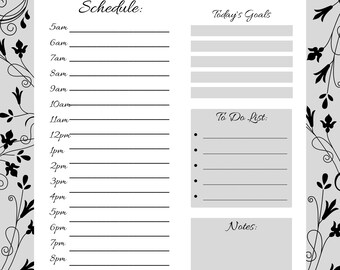 Daily Planner Black and White Template for an Organized Smart Life - Etsy