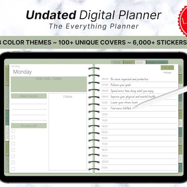 Undated Digital Planner - Etsy