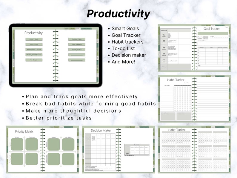Digital Planner Undated, Monthly Digital Planner, iPad Goodnotes ...