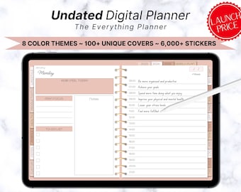 Digital Planner Undated, Monthly Digital Planner, iPad Goodnotes ...