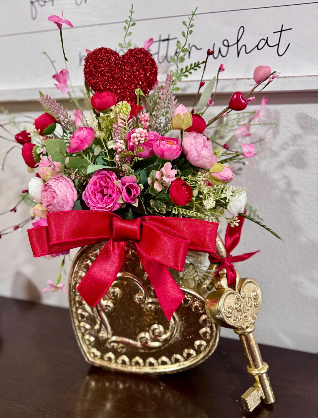 Valentine’s Centerpiece With Attached Key to Your Heart - Etsy