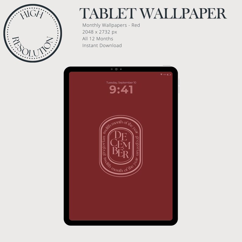 Monthly Tablet Wallpaper Pack, Red Wallpaper Bundle, Minimalistic ...