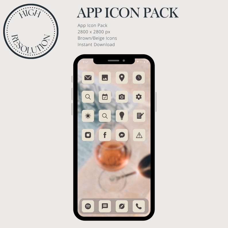 App Icon Pack, Icon Bundle, Minimalistic Icons, Brown and Beige Apps ...