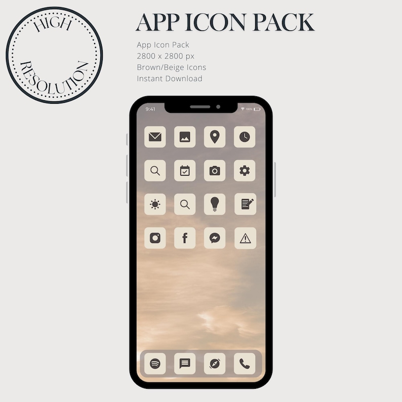 App Icon Pack, Icon Bundle, Minimalistic Icons, Brown and Beige Apps ...