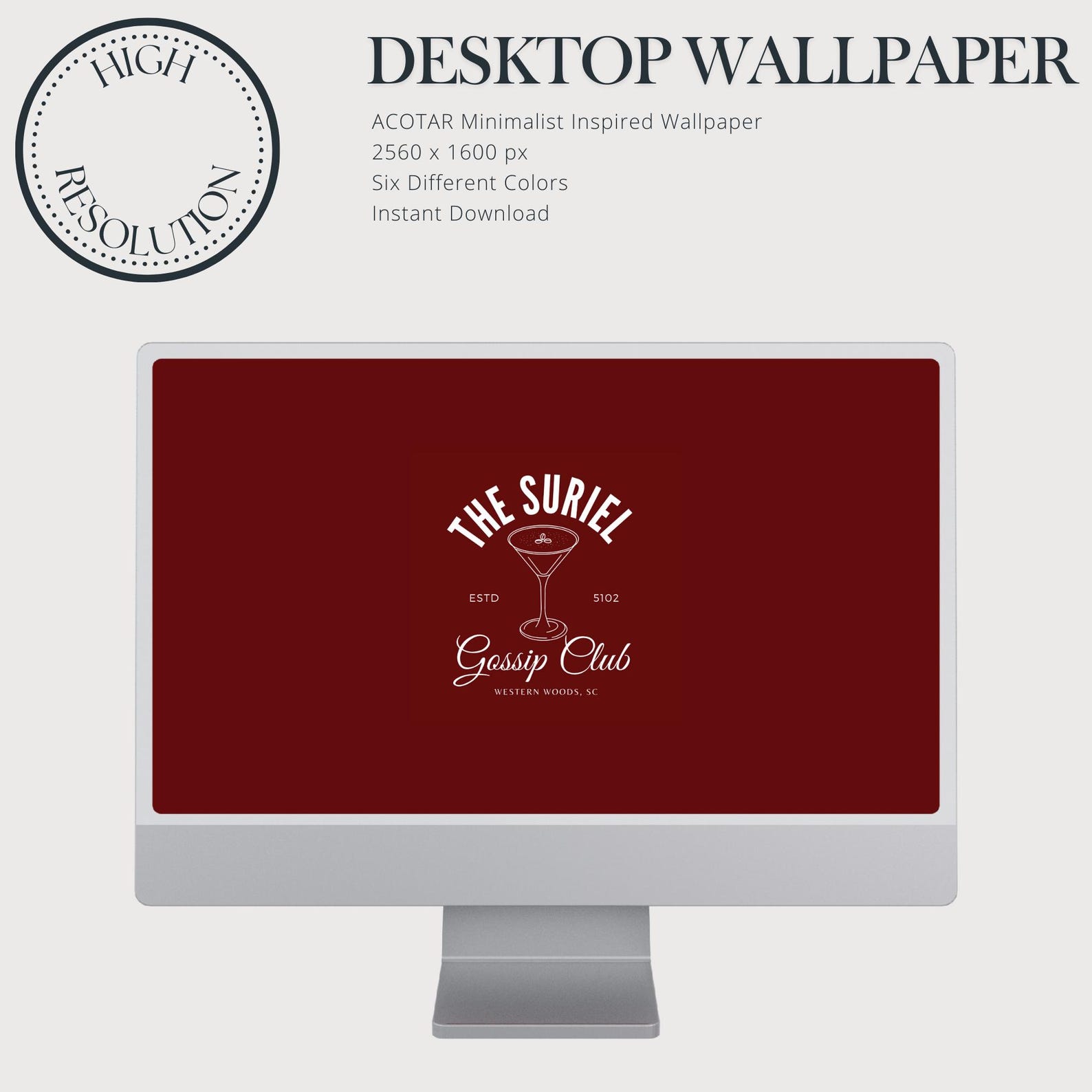 ACOTAR Inspired Desktop Wallpaper Pack, Bundle, Minimalistic, Booktok ...