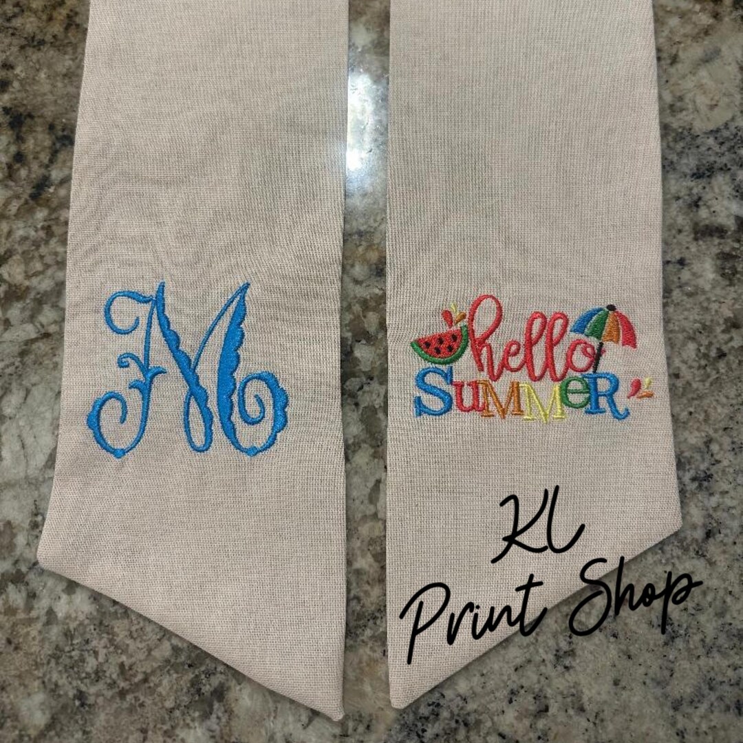 Monogrammed Summer Wreath Sash, Embroidered Sash, Summer Sash ...
