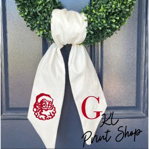 Monogrammed Santa Wreath Sash, Embroidered Christmas Wreath Sash, Santa ...