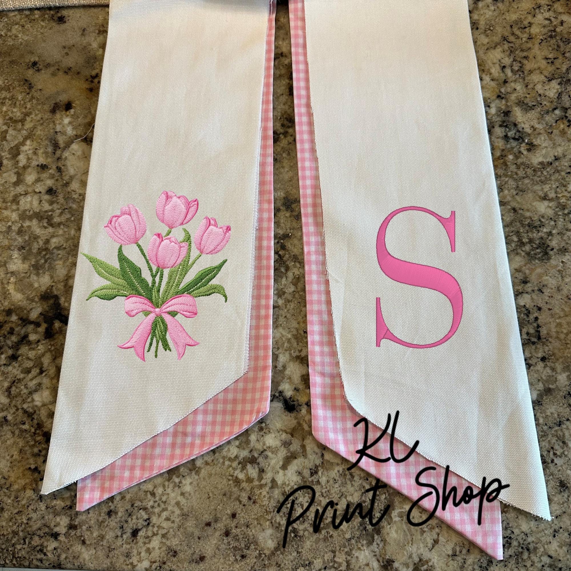 Monogrammed Sash, Personalized Sash, Spring Wreath Sash, Wreath Sash ...