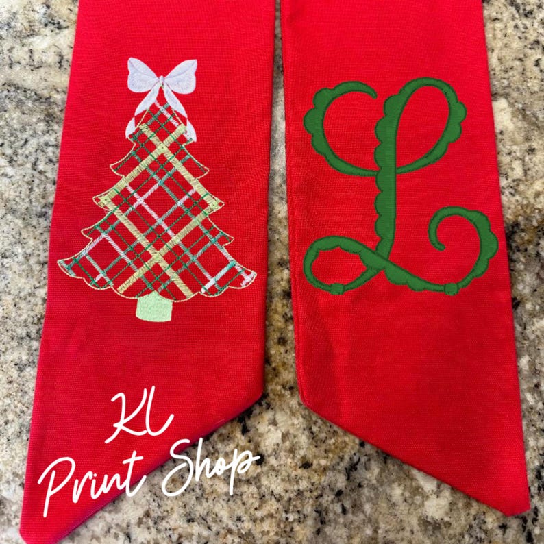 Monogrammed Christmas Wreath Sash, Embroidered Sash, Christmas Sash ...