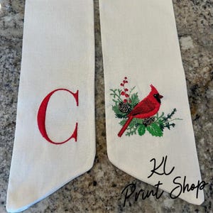 Monogrammed Cardinal Wreath Sash, Christmas Wreath Sash, Christmas Gift ...