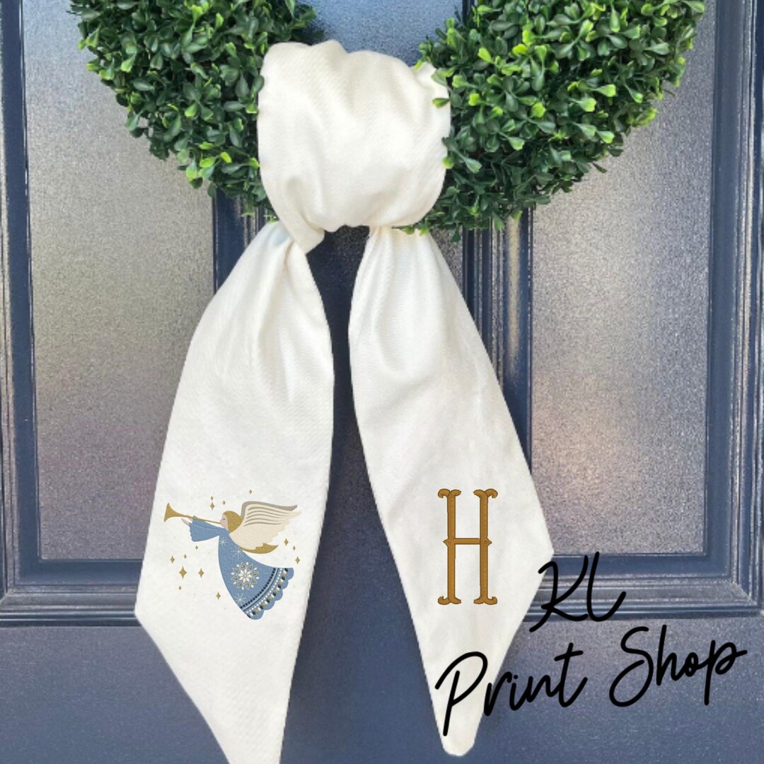 Monogrammed Christmas Wreath Sash, Embroidered Sash, Christmas Sash ...