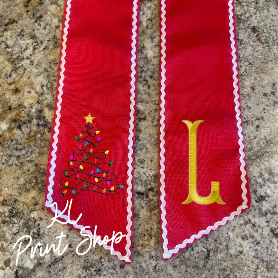 Monogrammed Sash, Christmas Sash, Red Christmas Sash, Xmas Wreath Sash ...