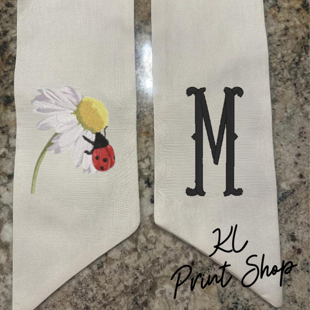 Monogrammed Spring Wreath Sash, Embroidered Sash, Sash for Door, Lady ...