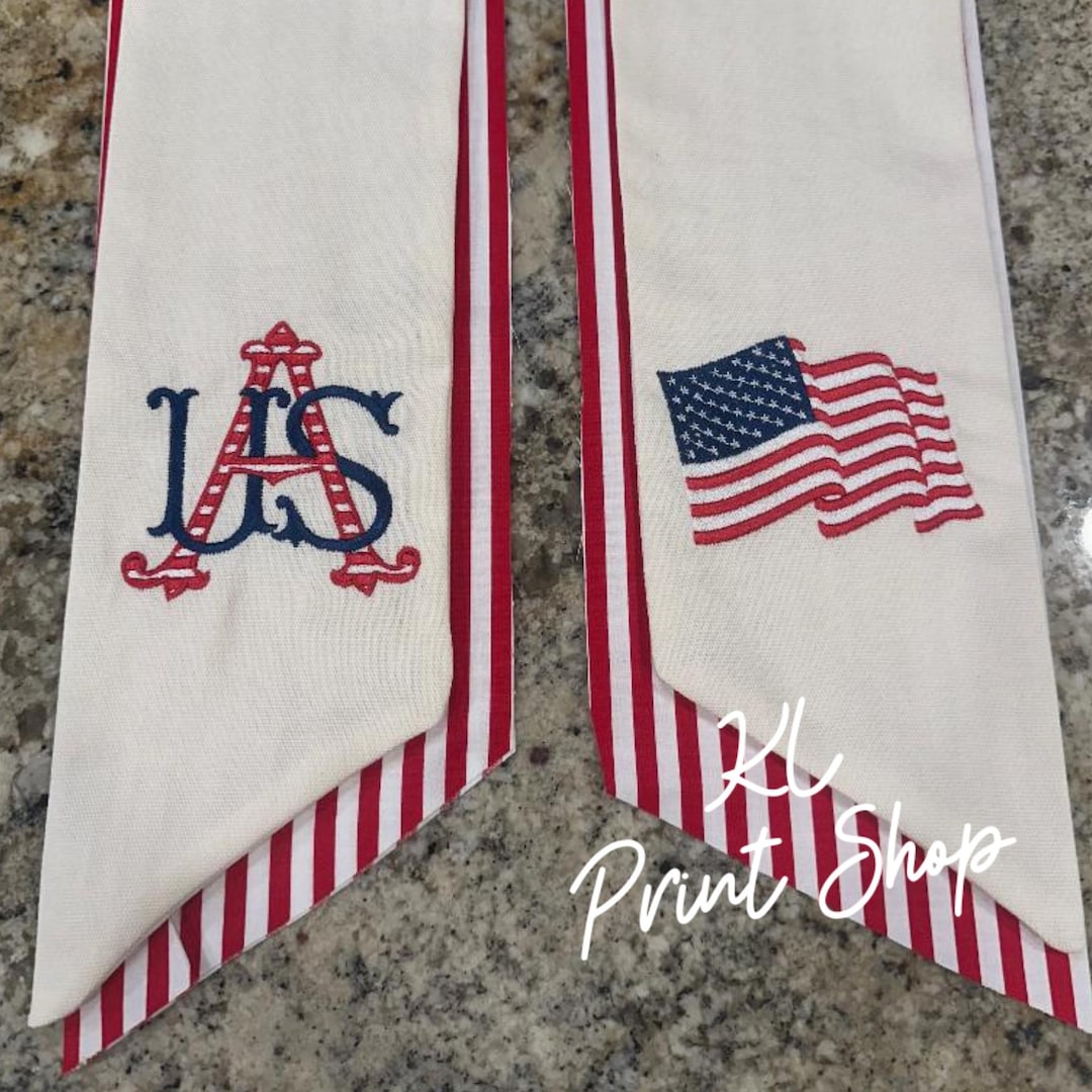 Monogrammed Sash, Patriotic Sash, Wreath Sash, Flag Wreath Sash ...