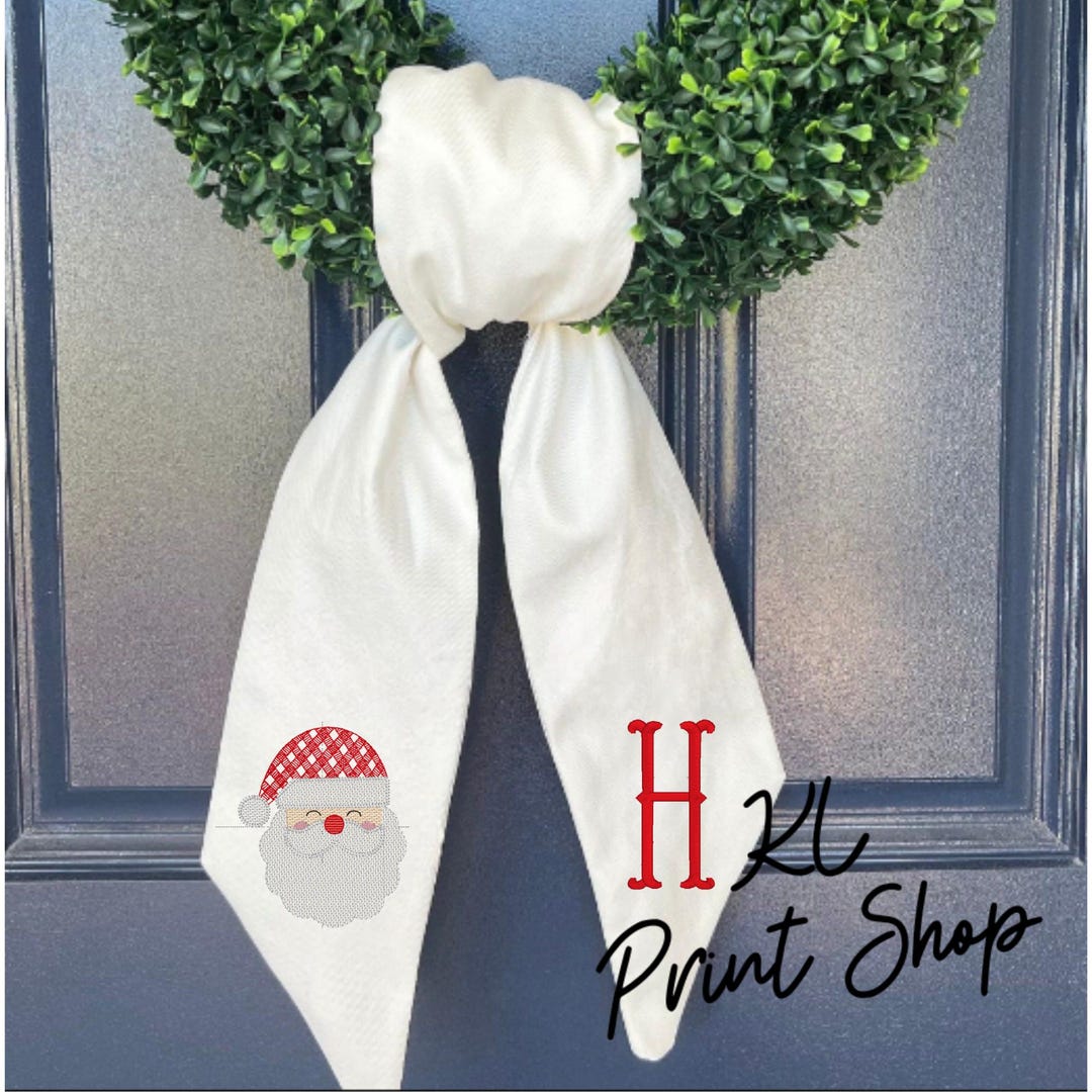 Monogrammed Christmas Wreath Sash, Christmas Gift, Embroidered Sash ...