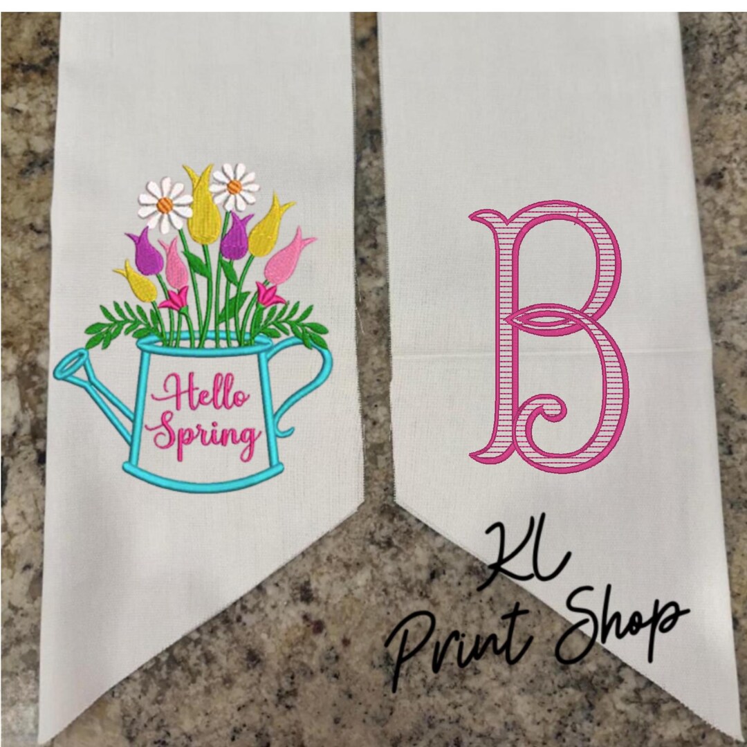 Monogrammed Wreath Sash, Embroidered Sash, Sash for Door, Spring Sash ...