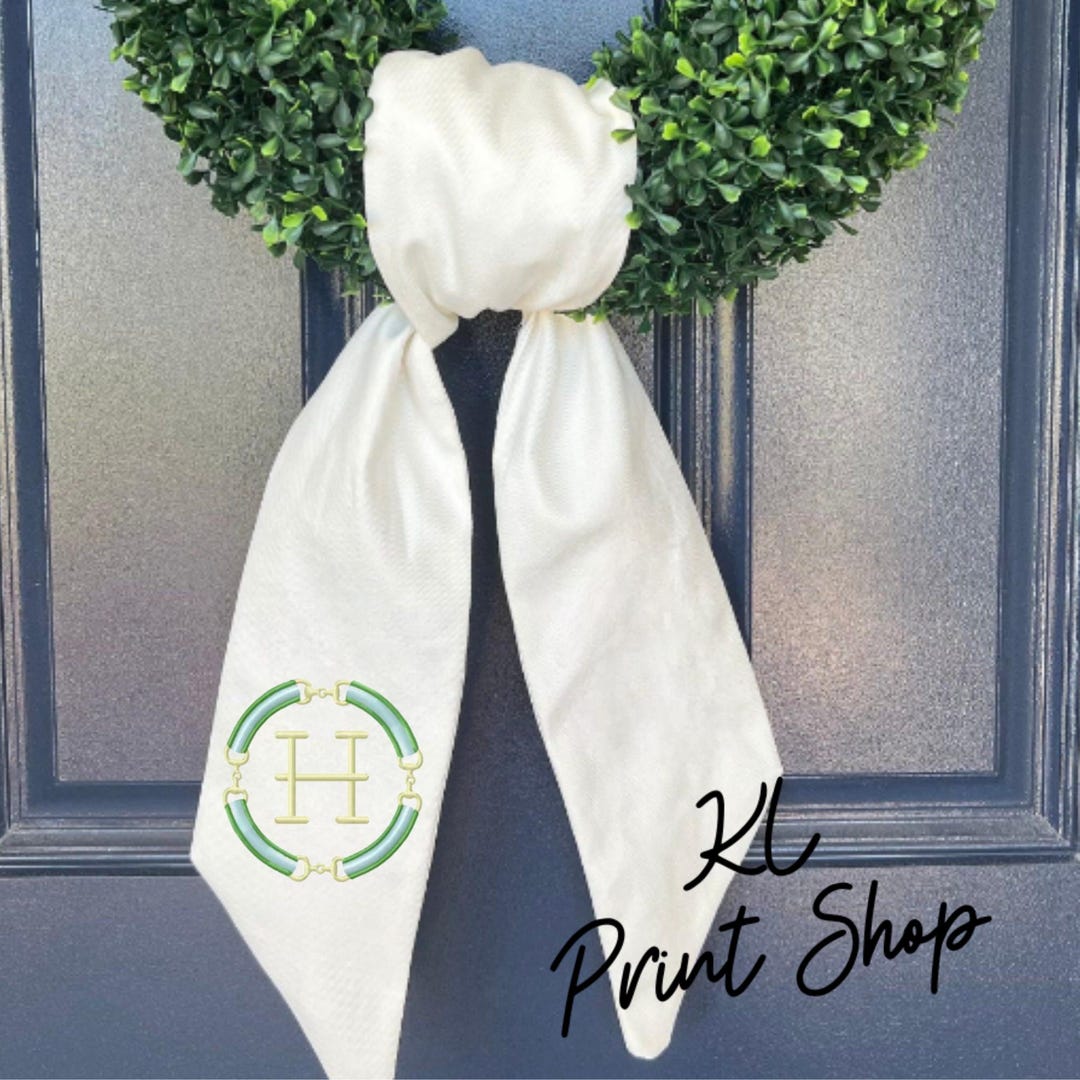 Monogrammed Horse Race Wreath Sash, Horse Bit, Horse Sash, Front Door ...