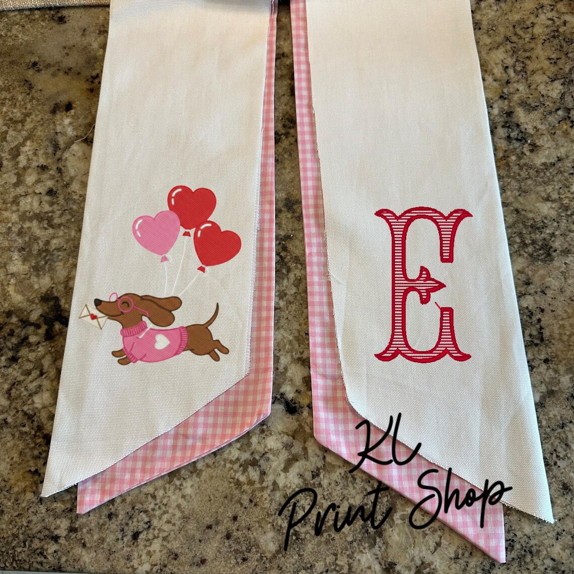 Monogrammed Sash, Weenie Dog Sash, Valentines Sash, Wreath Sash, Vday ...