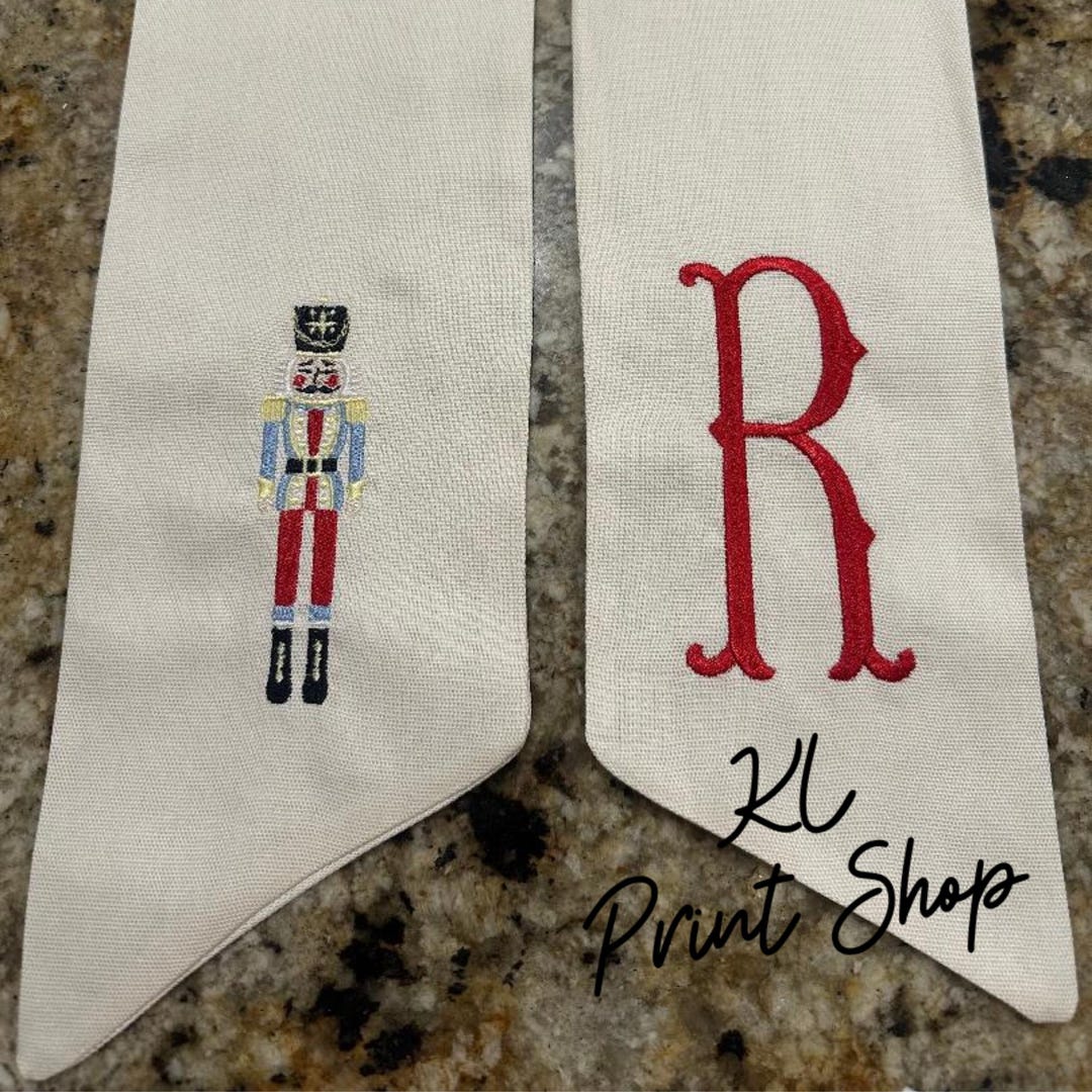 Monogrammed Christmas Wreath Sash, Embroidered Sash, Christmas Sash ...