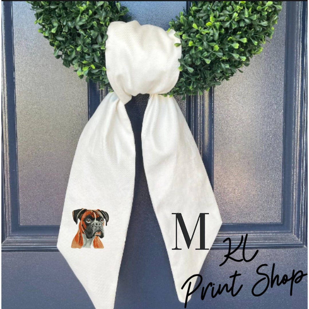 Monogrammed Boxer Wreath Sash, Embroidered Sash, Personalized Sash ...