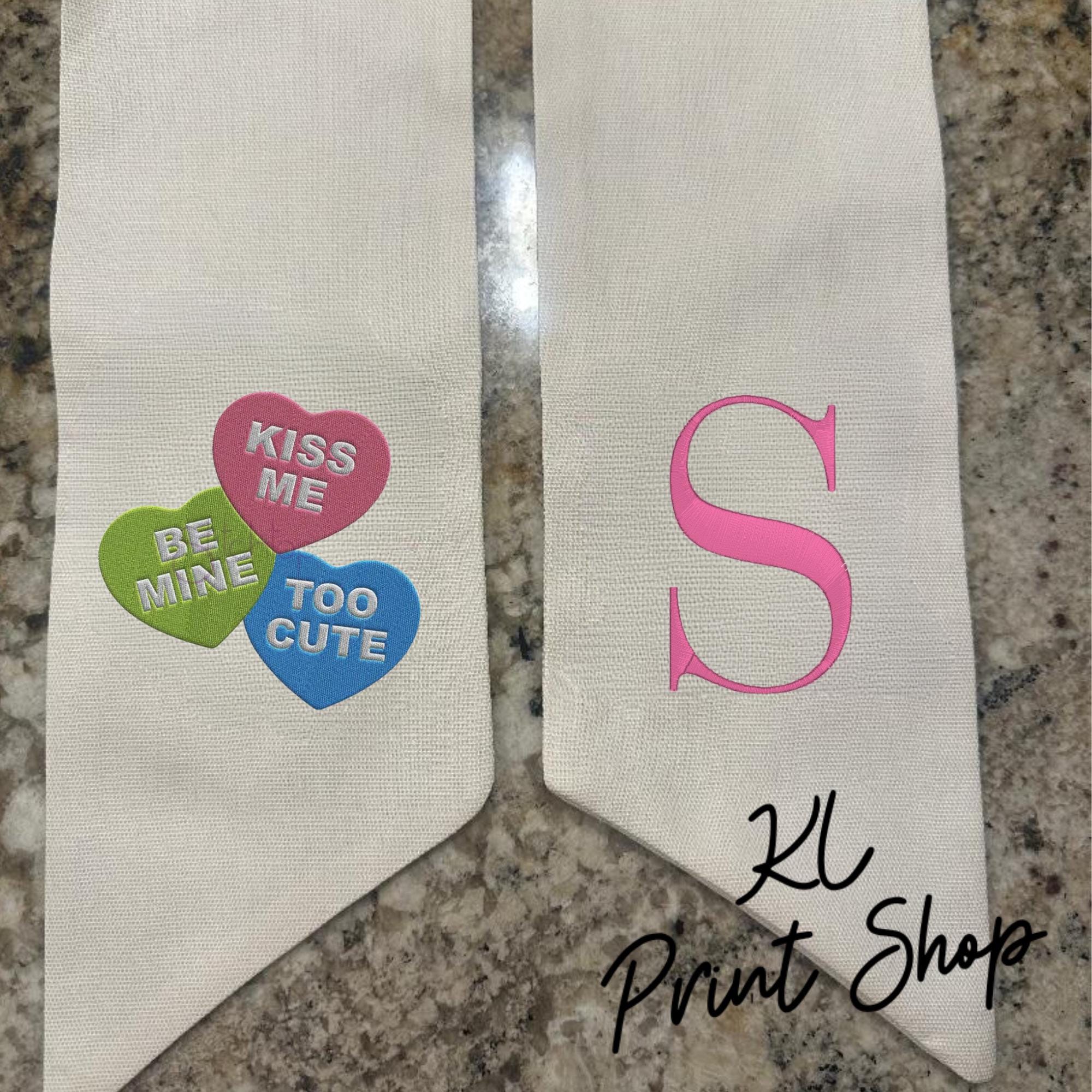 Monogrammed Valentine's Day Wreath Sash, Embroidered Sash, V-day Sash ...