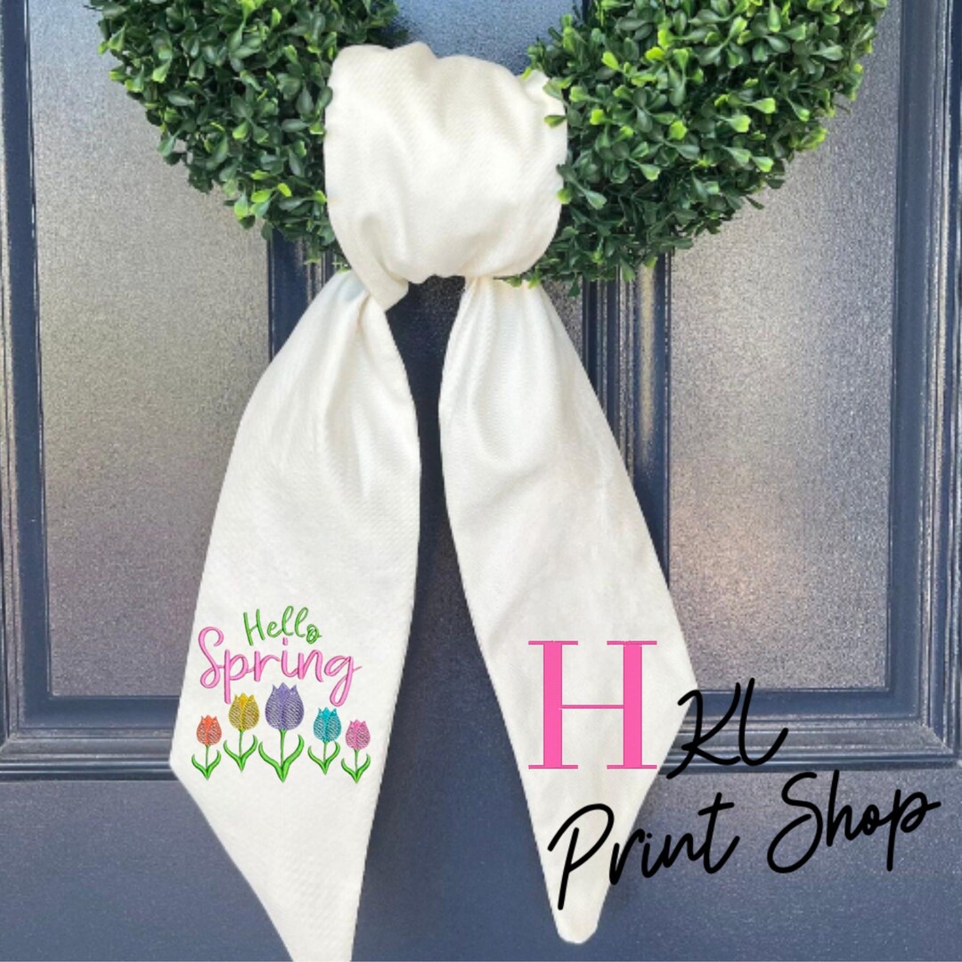 Monogrammed Spring Wreath Sash, Embroidered Sash, Spring Wreath Sash ...