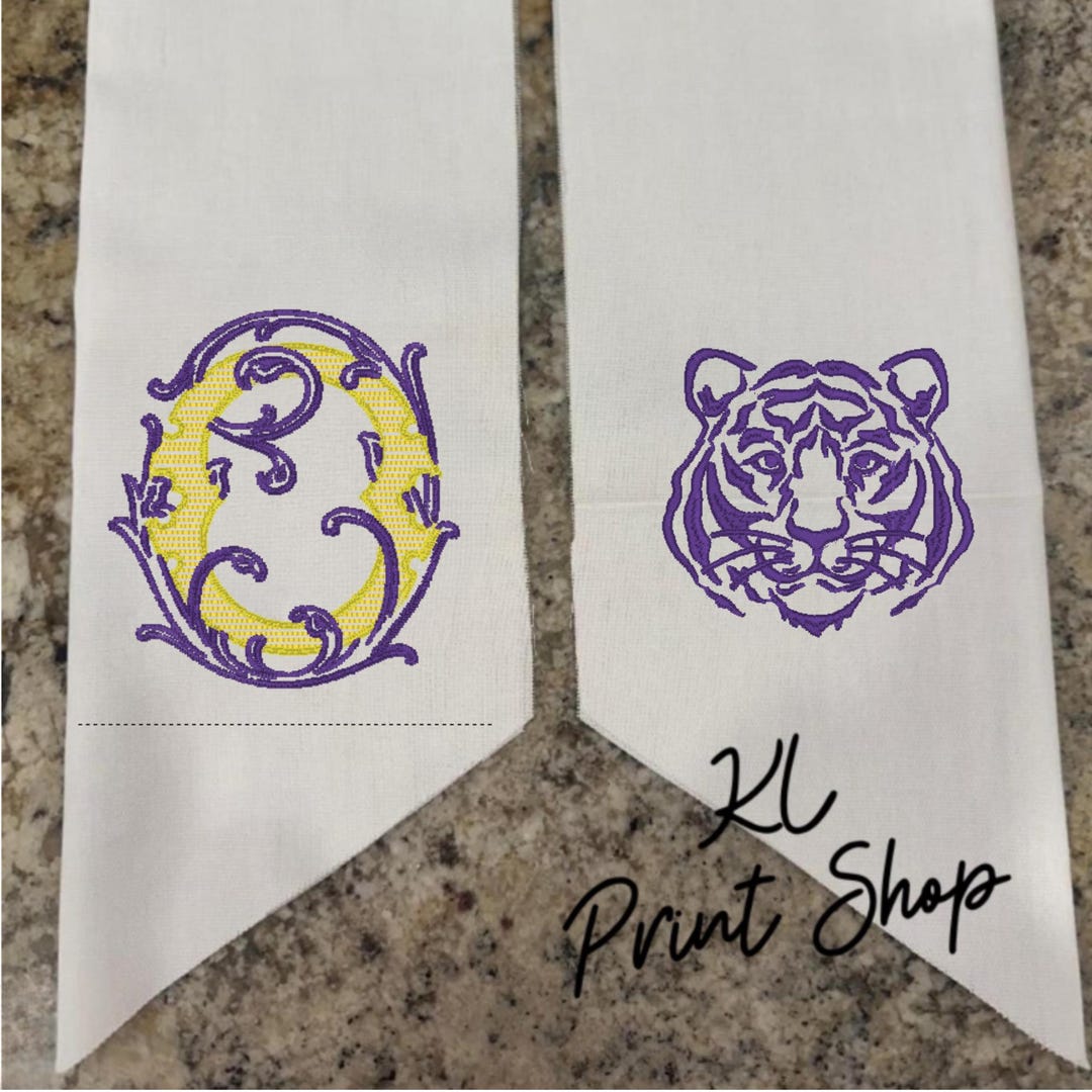Monogrammed Wreath Sash, Tiger Sash, Embroidered Sash, College Sash ...
