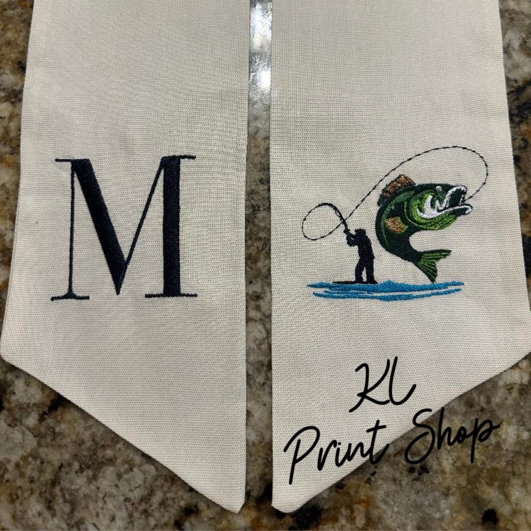 Embroidered Fishing Wreath Sash, Monogrammed Fishing Wreath Sash ...