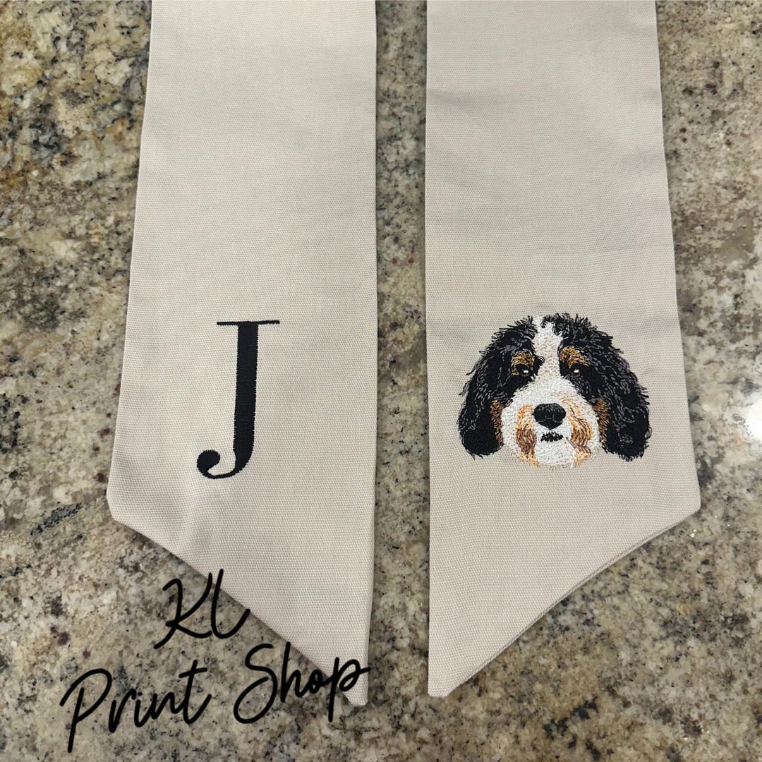 Monogrammed Sash, Dog Wreath Sash, Bernedoodle Wreath Sash, Bernedoodle ...