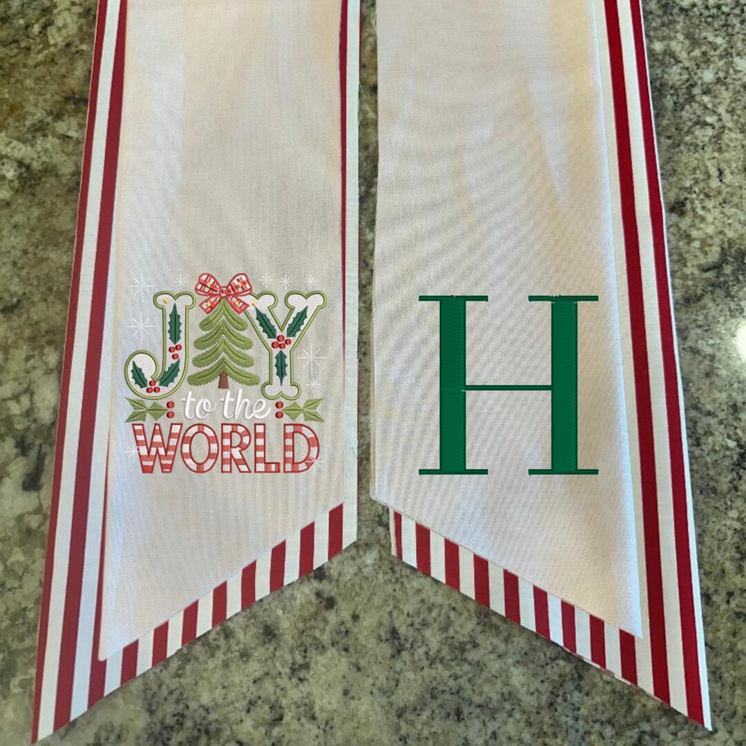 Monogrammed Sash, Christmas Wreath Sash, Holiday Sash, Joy to the World ...