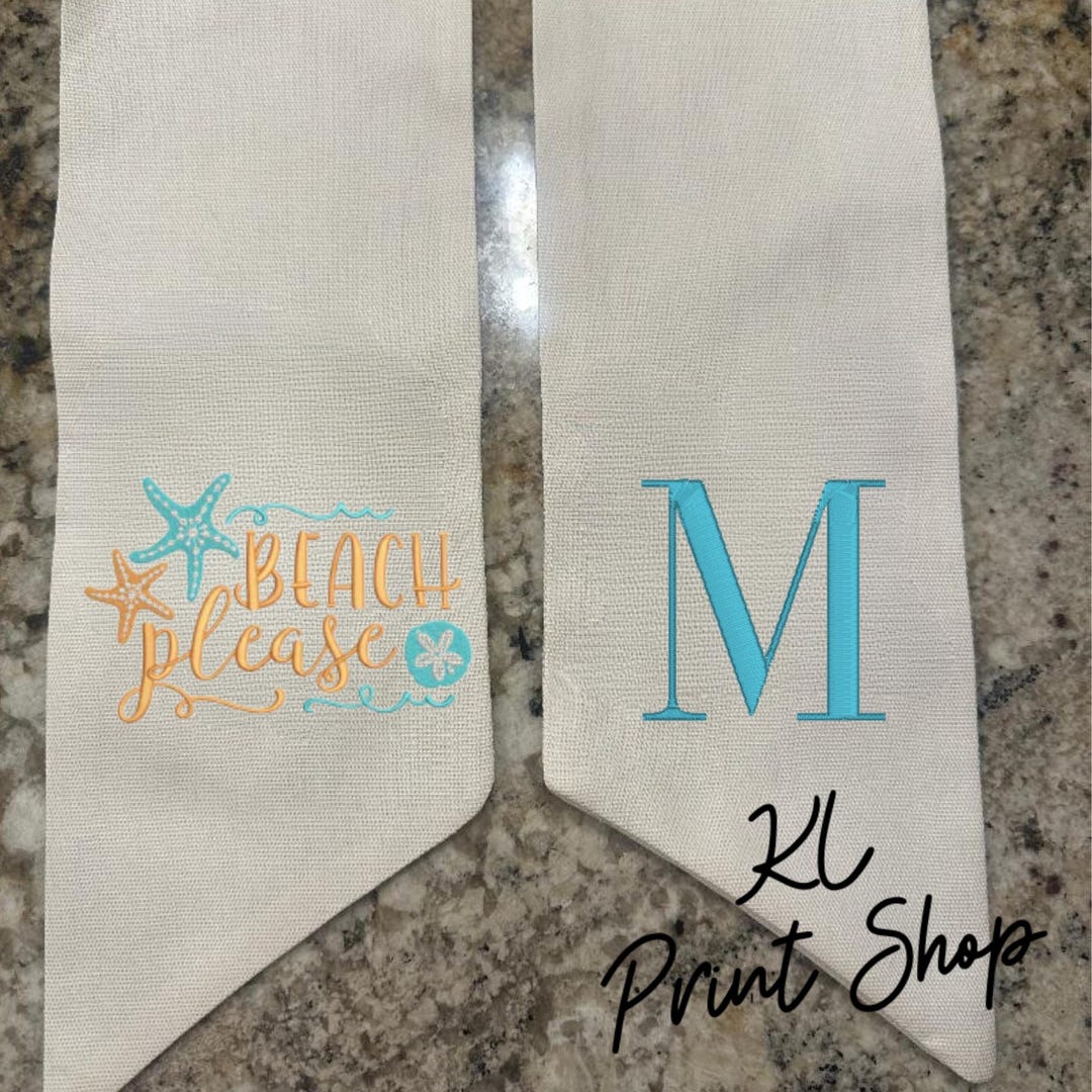 Monogrammed Summer Wreath Sash, Embroidered Sash, Summer Sash, Beach ...