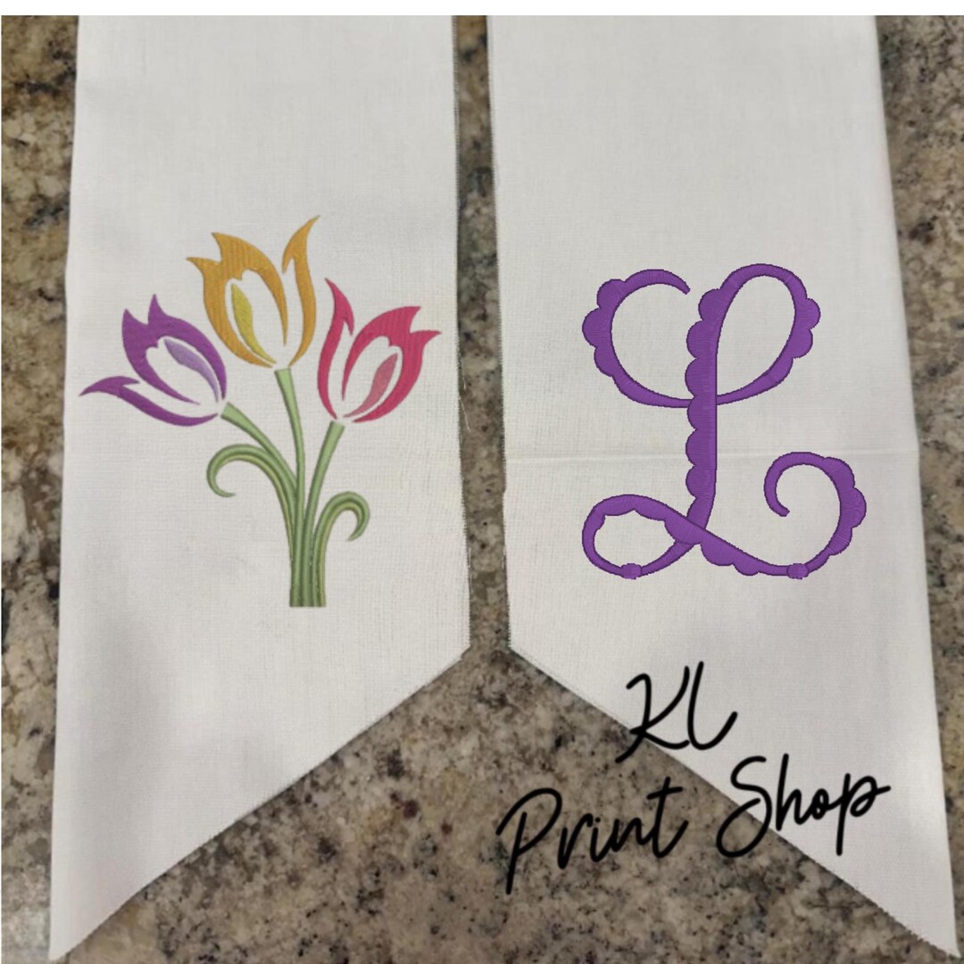 Monogrammed Sash, Embroidered Sash, Spring Sash, Sash for Door, Tulip ...
