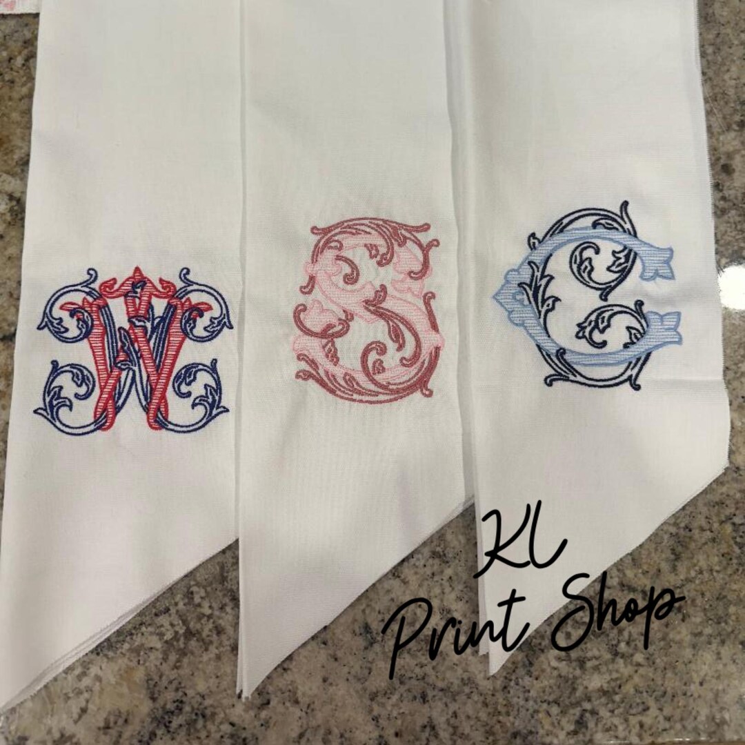 Monogrammed Wreath Sash, Embroidered Sash, Personalized Sash, Wreath ...